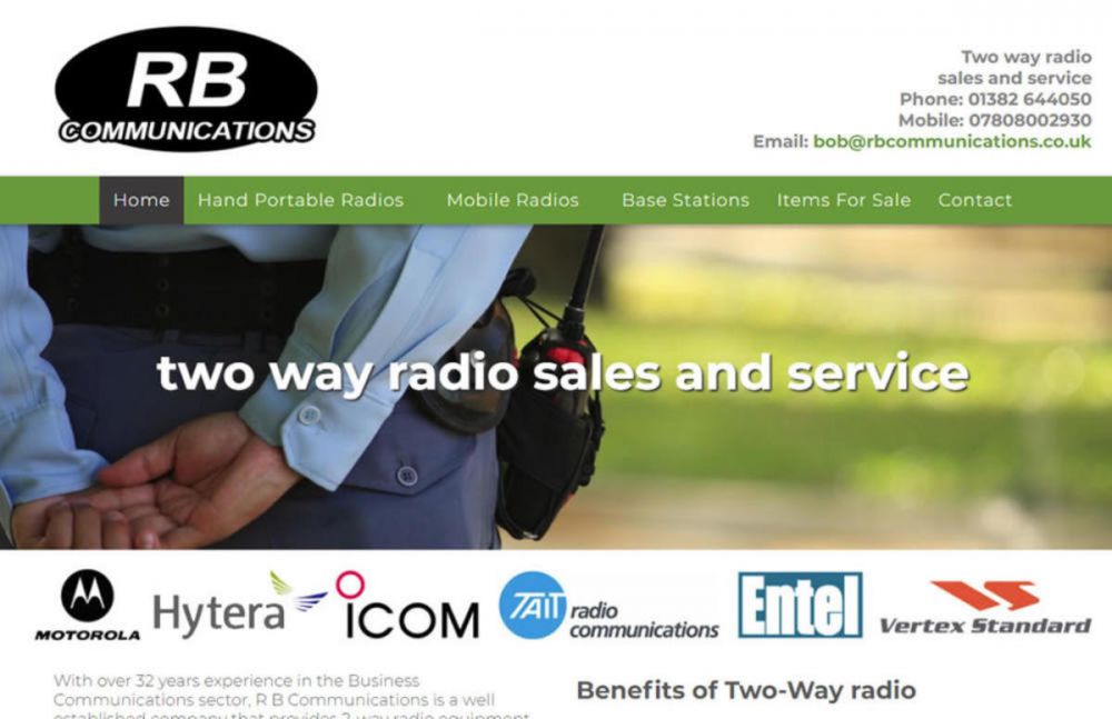 Website designed for RB Communications in Dundee