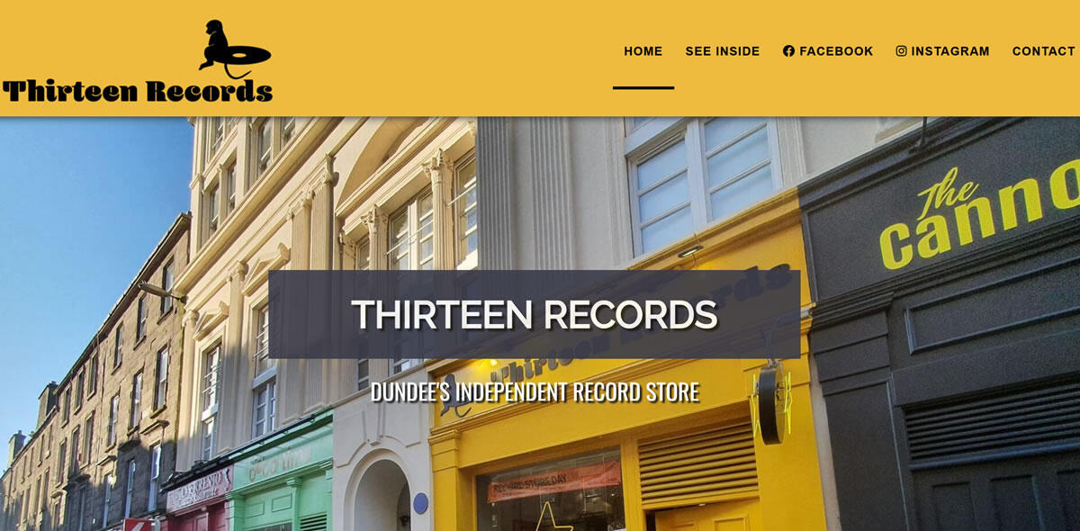Website designed for Thirteen Records in Dundee